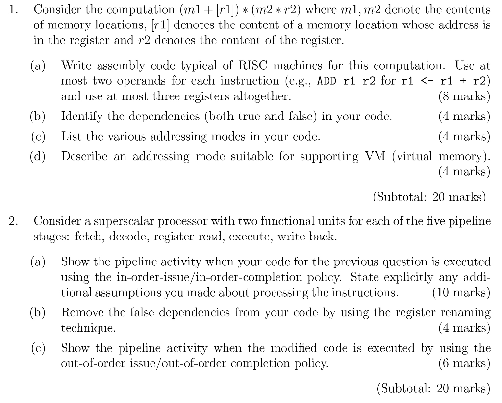 Solved Consider the computation (m1 + [r1]) * (m2 *r2) where | Chegg.com