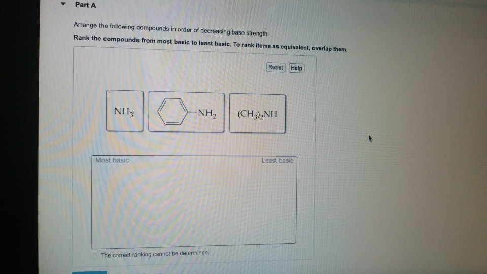 Solved Part A Arrange the following compounds in order of | Chegg.com
