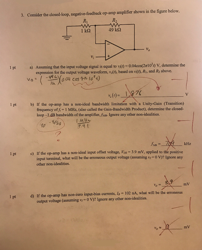 Solved 3. Consider the closed-loop, negative-feedback op-amp | Chegg.com