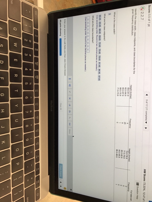 Solved Identify the class width, class boundaries for the | Chegg.com