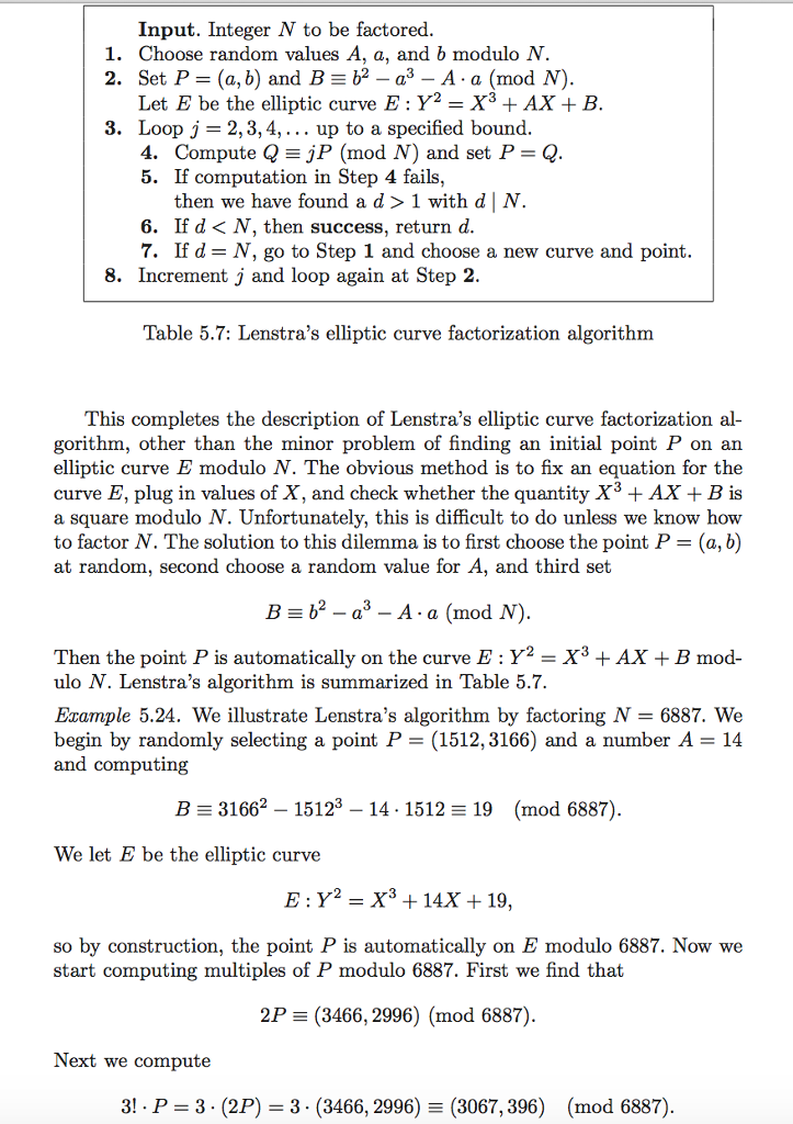 Solved Use The Elliptic Curve Factorization Algorithm And