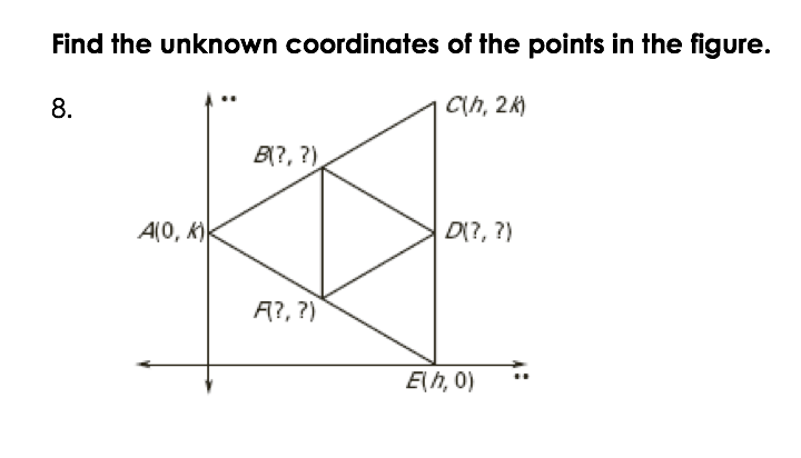 Solved Find the unknown coordinates of the points in the | Chegg.com