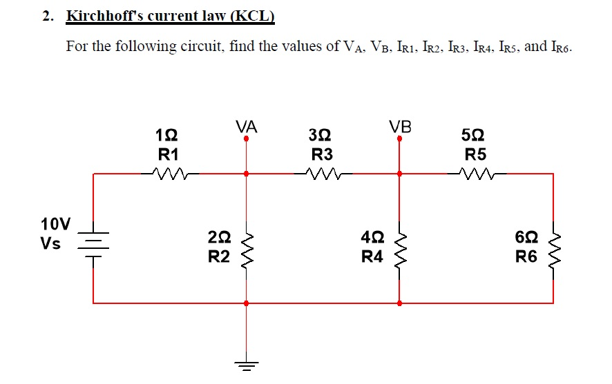Solved For the following circuit, find the values of V_A. | Chegg.com