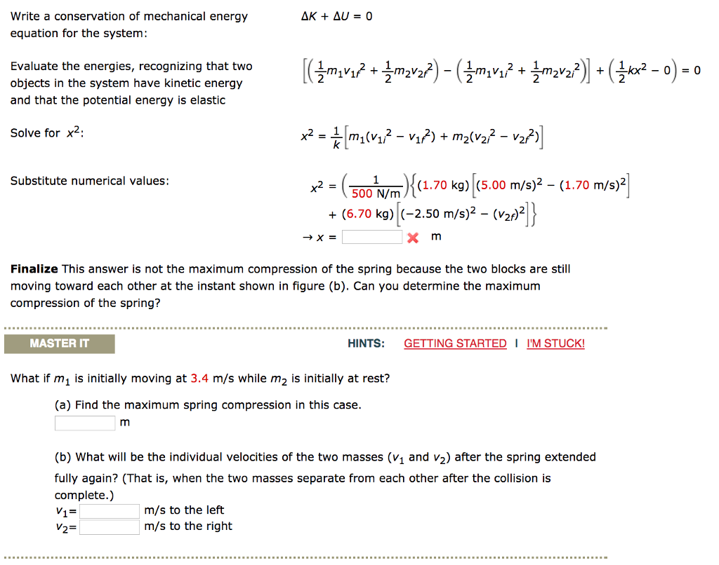 Solved Example 9.7 A Two-Body Collision with a Spring A | Chegg.com