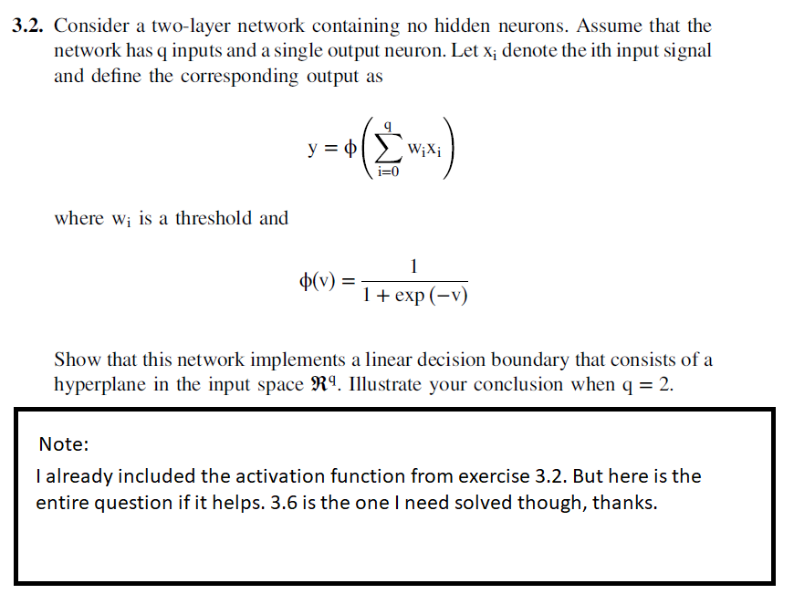Solved Activation function from 3.2 phi (v) = 1/1 + exp(-v) | Chegg.com