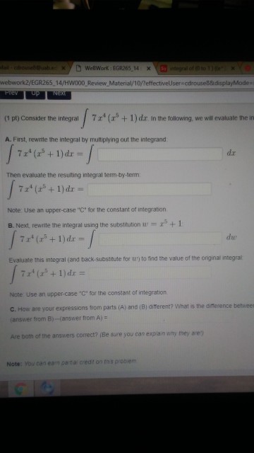 Solved Consider the integral integral 7x^4 (x^5 + 1) dx in | Chegg.com