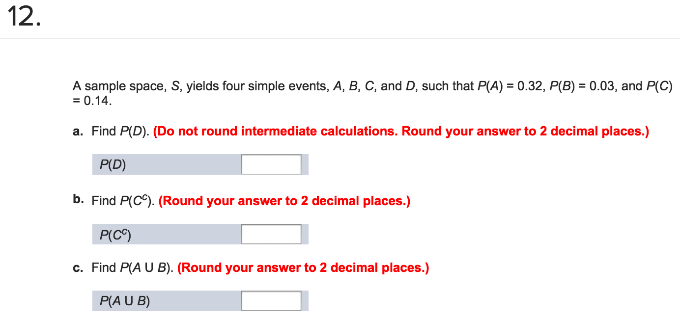 Solved A sample space, S, yields four simple events, A, B, | Chegg.com
