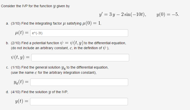 Solved Consider the IVP for the function y given by = 3y - 2 | Chegg.com