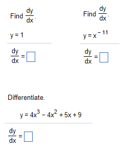 Solved dy dx dy dx Find Find dy dx dy dx Differentiate | Chegg.com