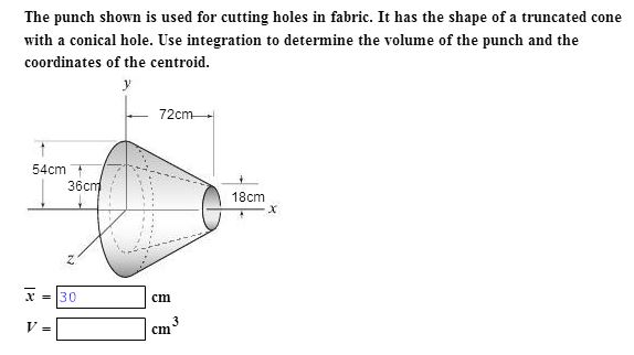 Solved The punch shown is used for cutting holes in fabric. | Chegg.com