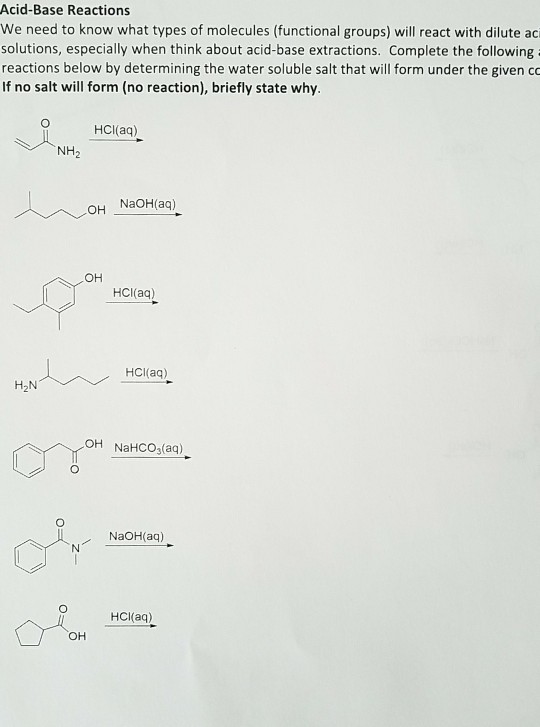 Solved Acid-Base Reactions We need to know what types of | Chegg.com