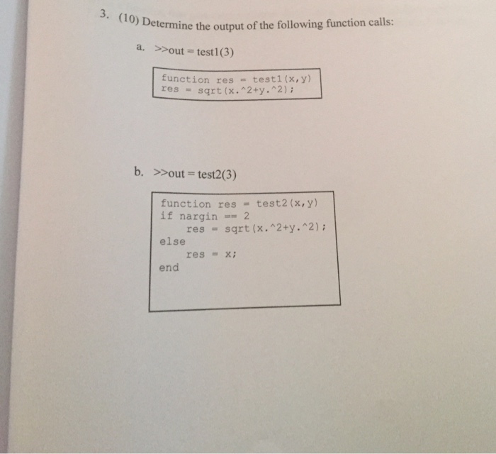 Solved Determine the output of the following function calls: | Chegg.com