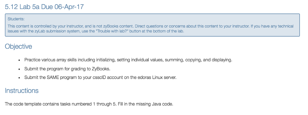 Solved 5.12 Lab 5a Due O6-Apr-17 Students: This content is | Chegg.com