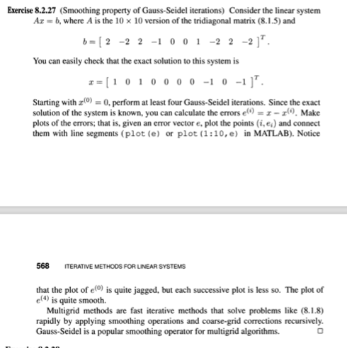 Exercise 8.2.27 (Smoothing property of Gauss-Seidel | Chegg.com