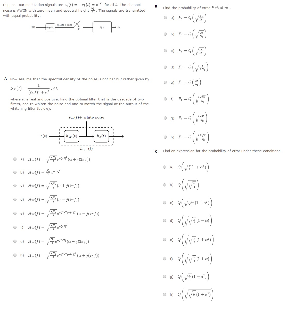Suppose Our Modulation Signals Are So T S1 T