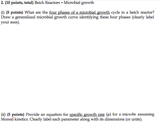Solved Provide an equation for specific growth rate for a | Chegg.com