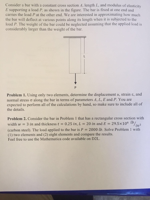 Solved Consider a bar with a constant cross section A, | Chegg.com