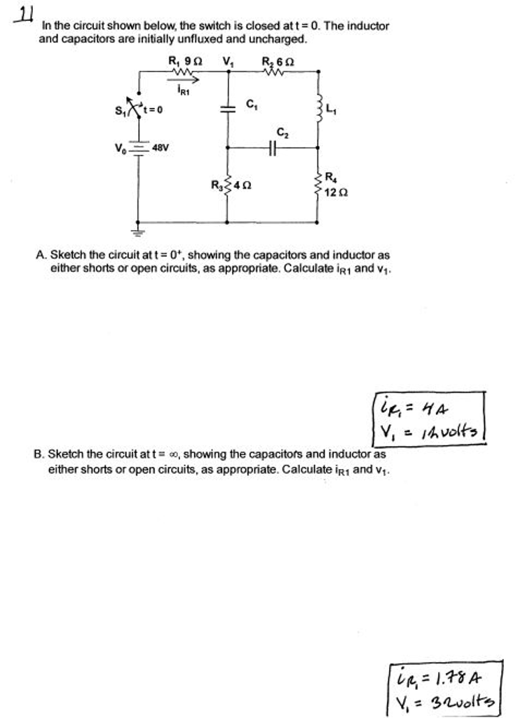 Solved In the circuit shown below, the switch is closed at t | Chegg.com