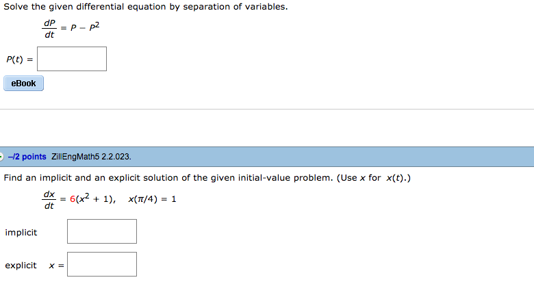Solved Solve the given differential equation by separation | Chegg.com