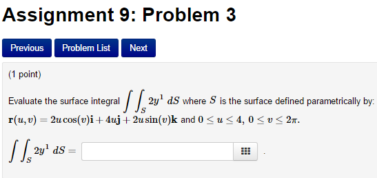 Solved Assignment 9: Problem 3 vious Problem List Next 1 | Chegg.com