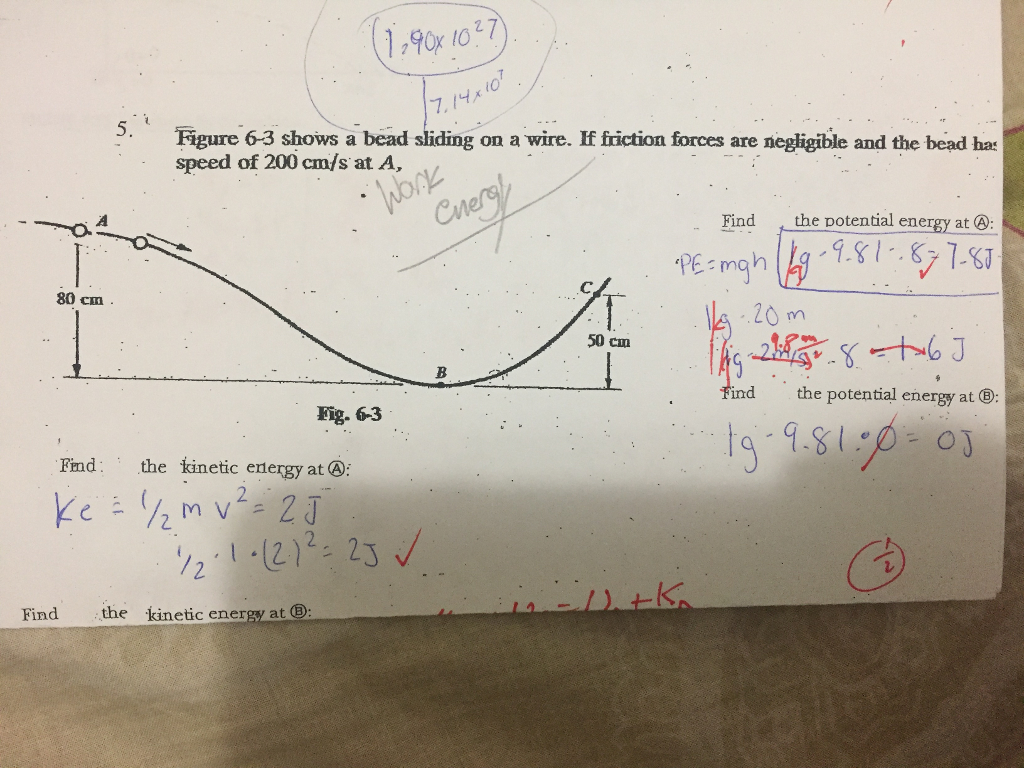 Solved how do i find the PE and KE at all points | Chegg.com