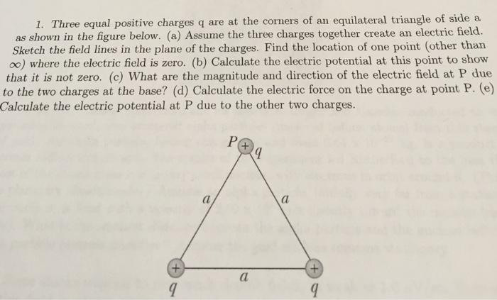 Solved Three equal positive charges q are at the corners of | Chegg.com