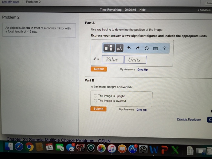 Solved An object is 29 cm in front of a convex mirror with a | Chegg.com