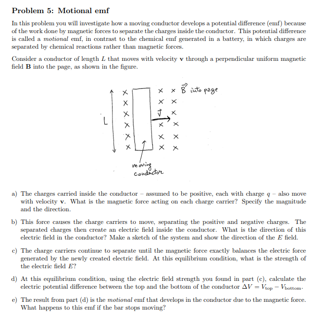 Solved Problem 5: Motional emf In this problem you will | Chegg.com