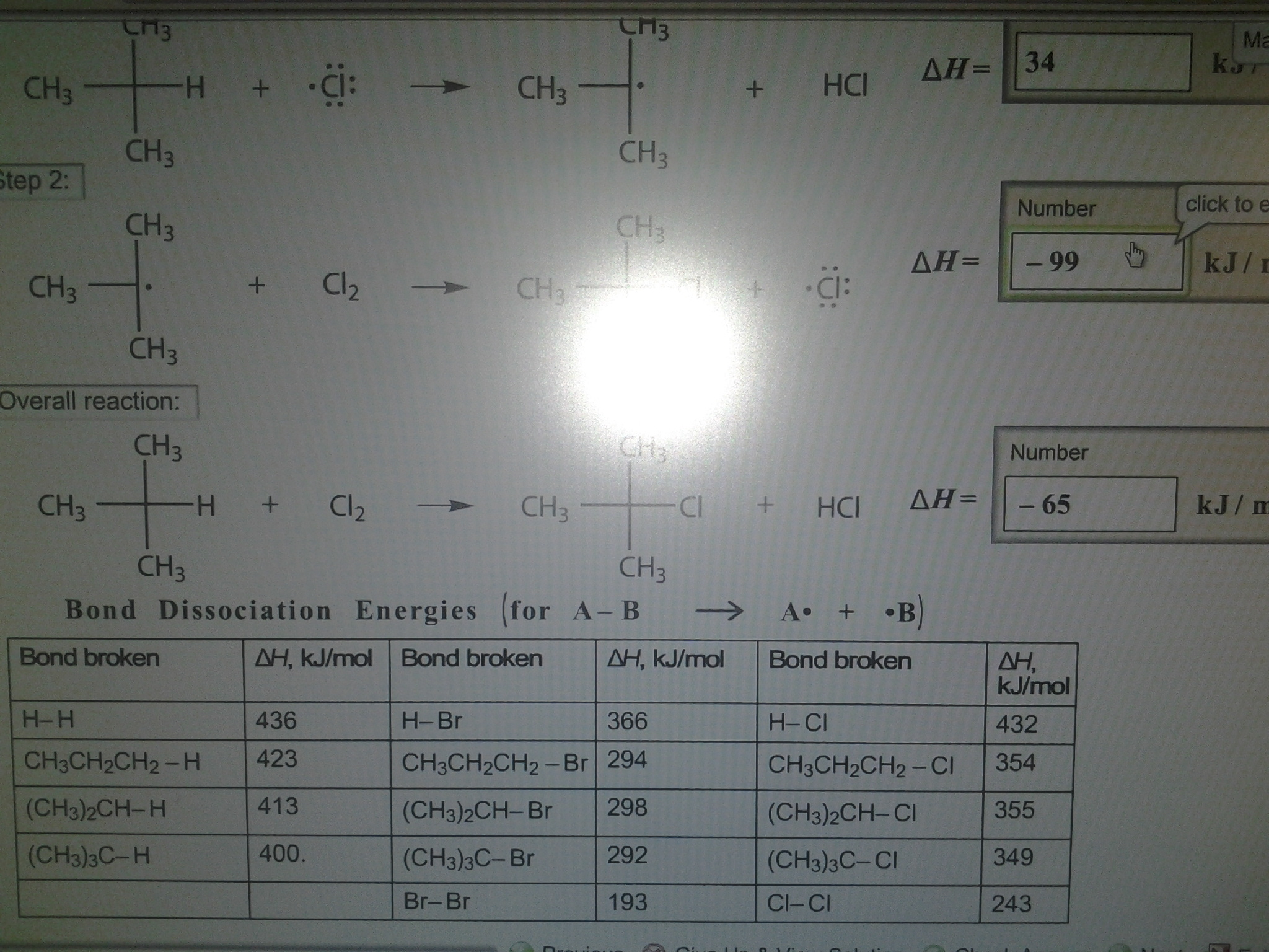 Using the table of bond dissociation energies, | Chegg.com
