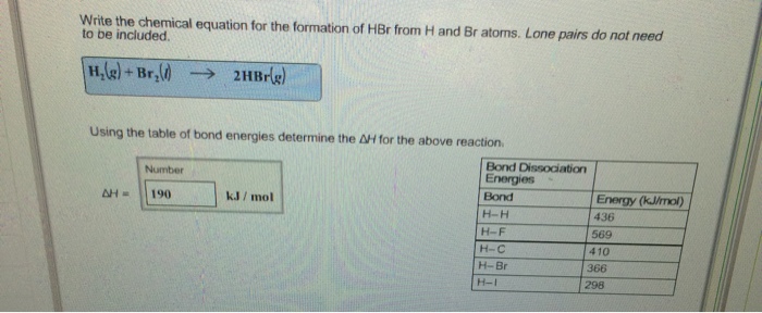 Solved Write the chemical equation for the formation of HBr | Chegg.com