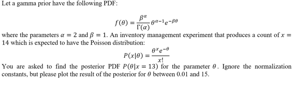Solved Let a gamma prior have the following PDF: βα where | Chegg.com