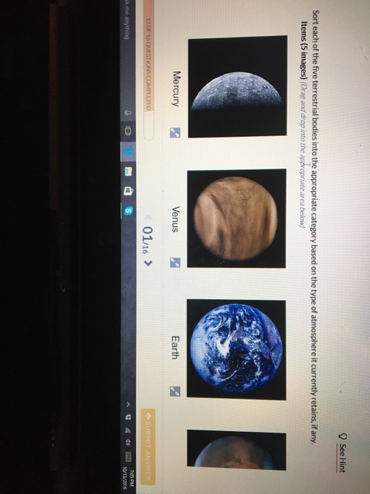 Solved Sort each of the five terrestrial bodies into the | Chegg.com