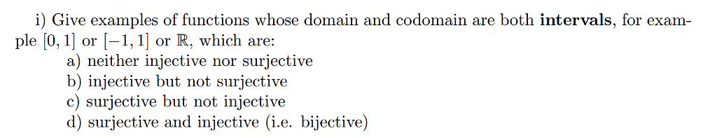 Solved Give Examples Of Functions Whose Domain And Codomain