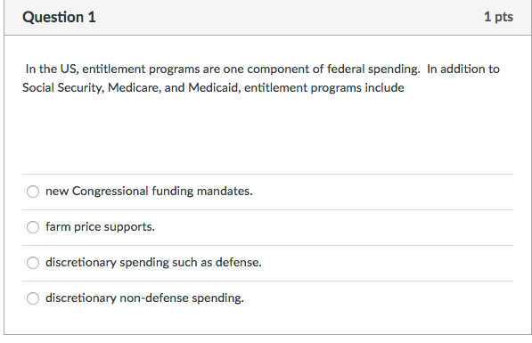 Solved In the US, entitlement programs are one component of | Chegg.com