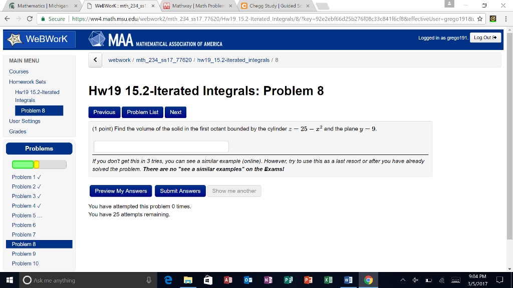 Solved f Mathemati I Michigan x D WeBWorK math 234 ss x | Chegg.com Solved f Mathemati I Michigan x D WeBWorK math 234 ss x | Chegg.com