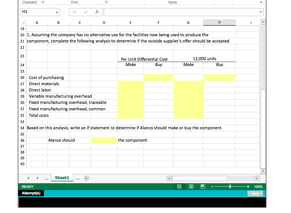 Solved Prepare a make or buy analysis Prepare a make or buy | Chegg.com