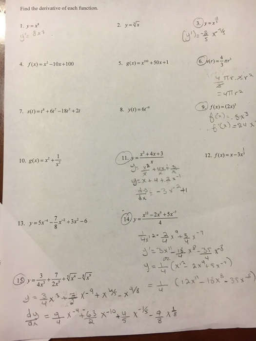 Solved I need help with this worksheet in calculus | Chegg.com