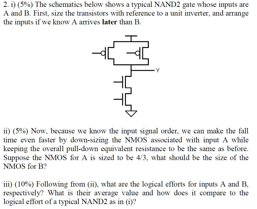 2. i) (5%) The schematics below shows a typical NAND2 | Chegg.com