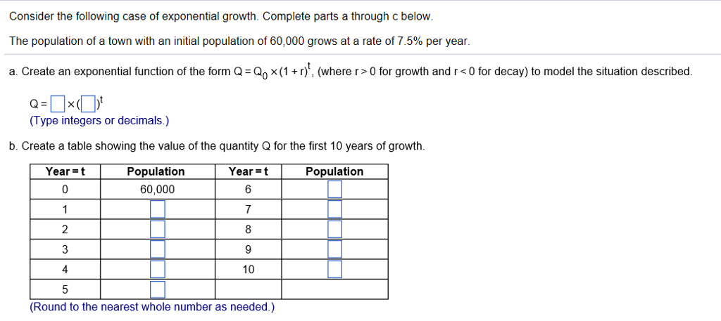 Solved Consider the following case of exponential growth. | Chegg.com