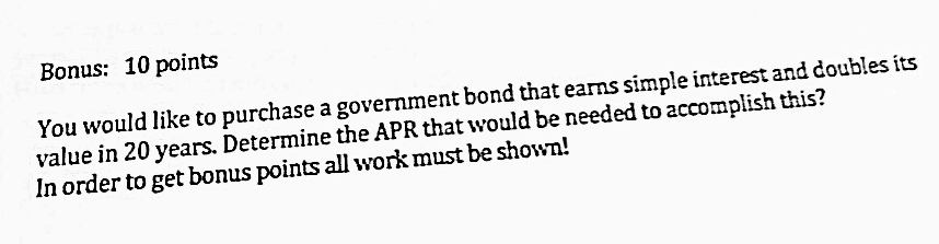 Solved Bonus: 10 points You would like to purchase a | Chegg.com