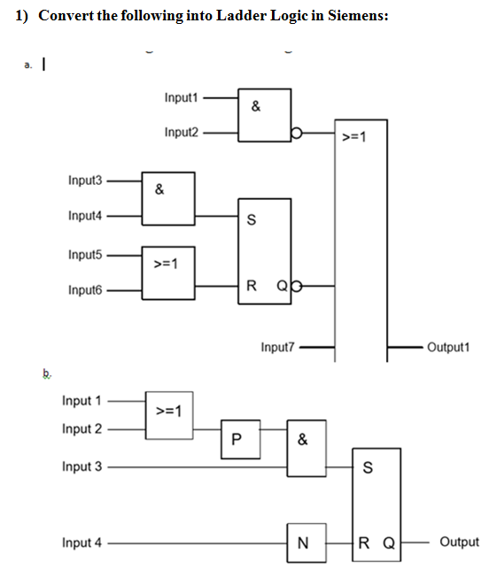 Solved Convert the following into Ladder Logic in Siemens: | Chegg.com