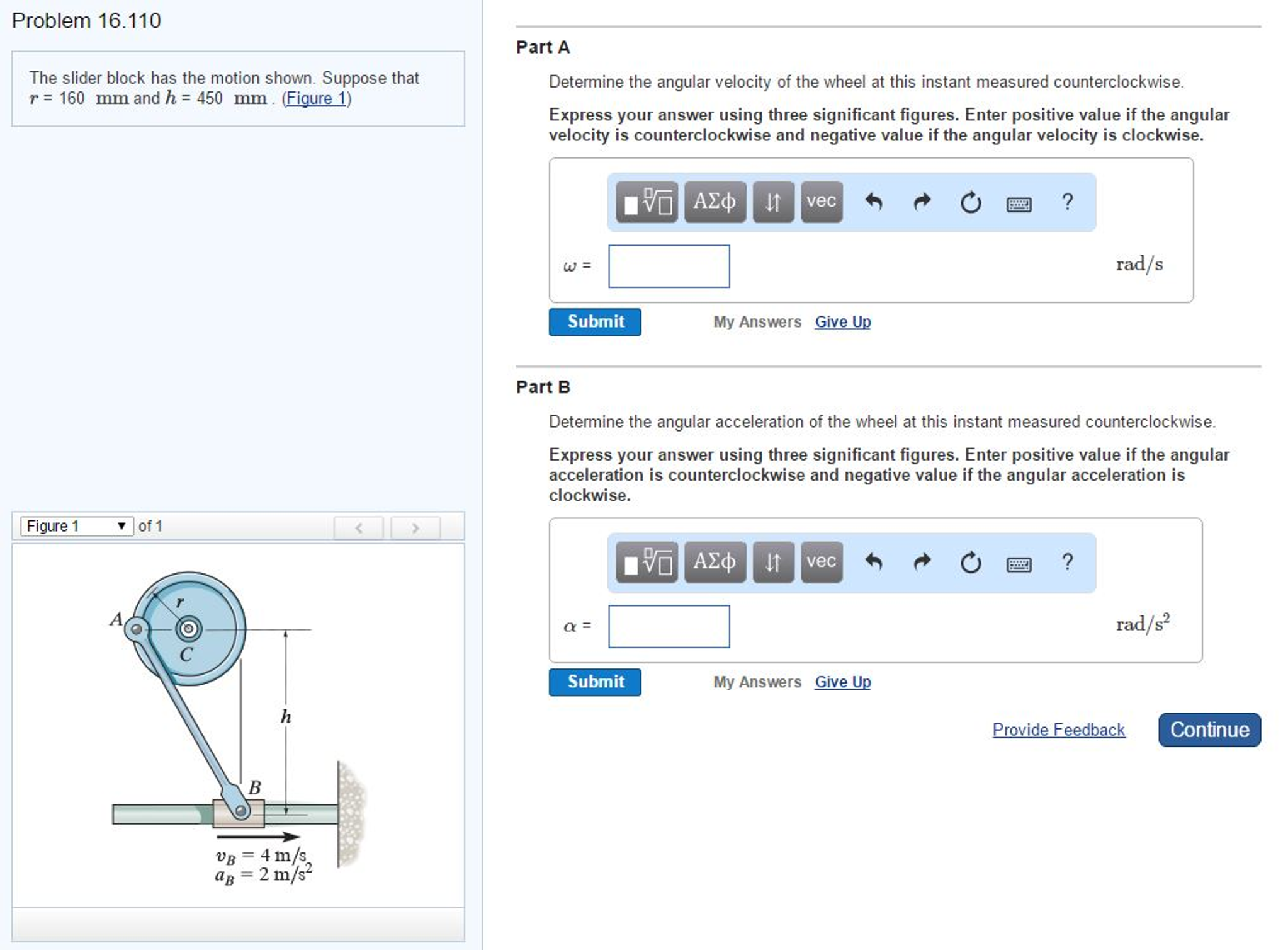 Solved The slider block has the motion shown. Suppose that r | Chegg.com