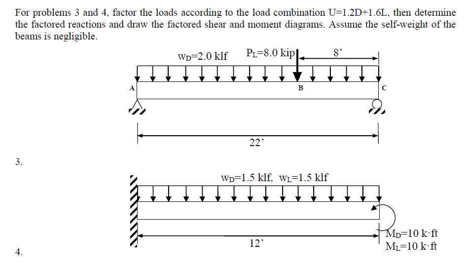 Solved For problems 3 and 4, factor the loads according to | Chegg.com