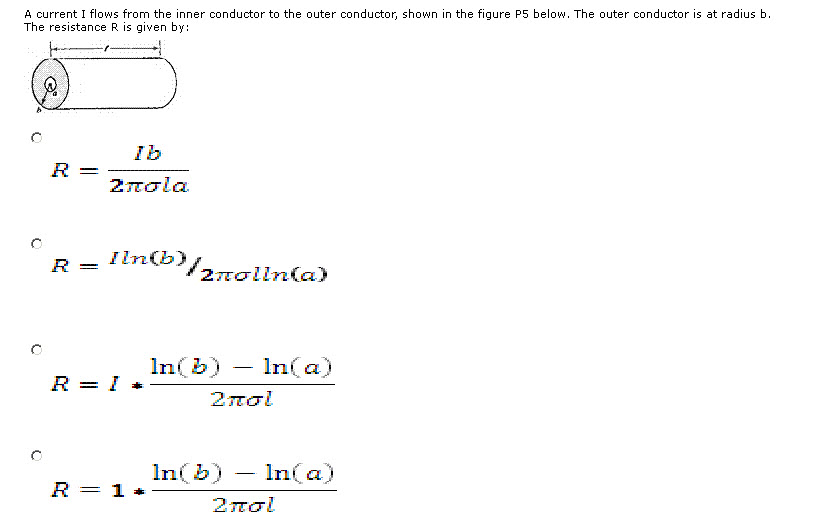 Solved A current I flows from the inner conductor to the | Chegg.com