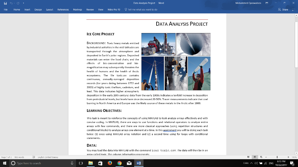 Solved Data Analysis Project Word File Home Insert Design | Chegg.com