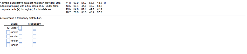 Solved simple quantitative data set has been provided. Use | Chegg.com