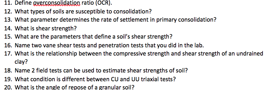 Solved Define overconsolidation ratio (OCR). What types of | Chegg.com