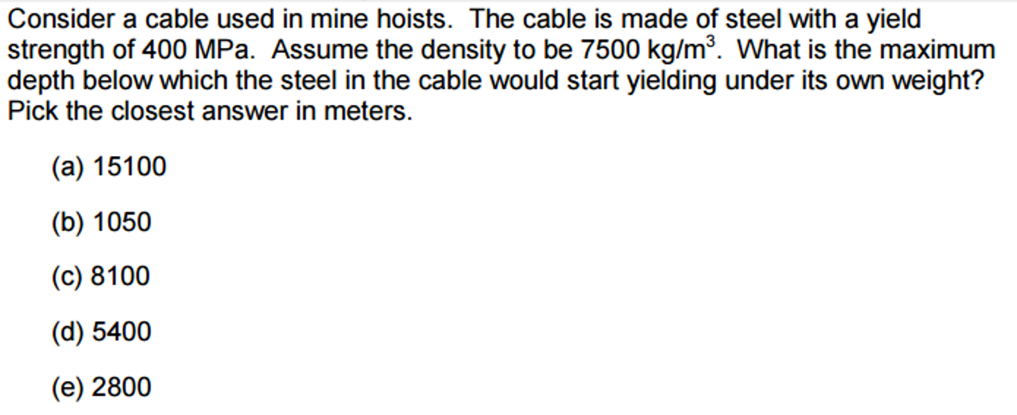 Solved Consider a cable used in mine hoists. The cable is | Chegg.com