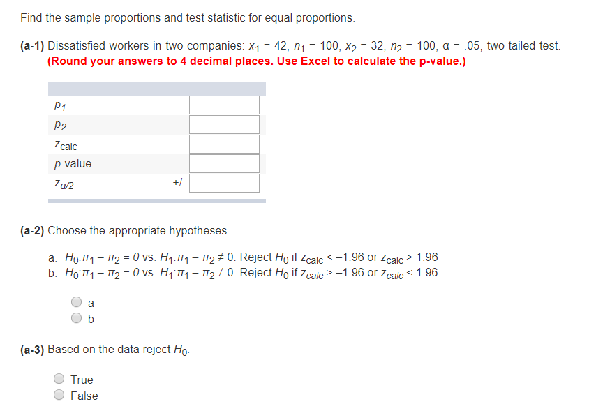 Solved Find the sample proportions and test statistic for | Chegg.com