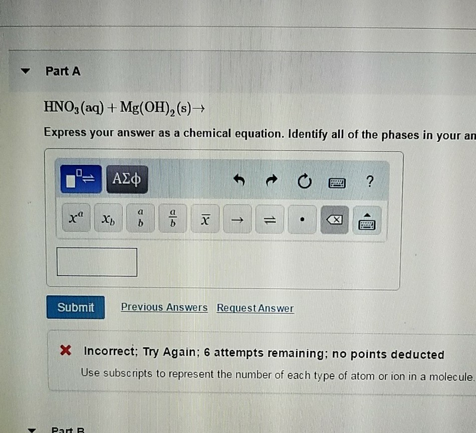 Solved Part A HNO: (aq) + Mg(OH)2 (s)- Express your answer | Chegg.com